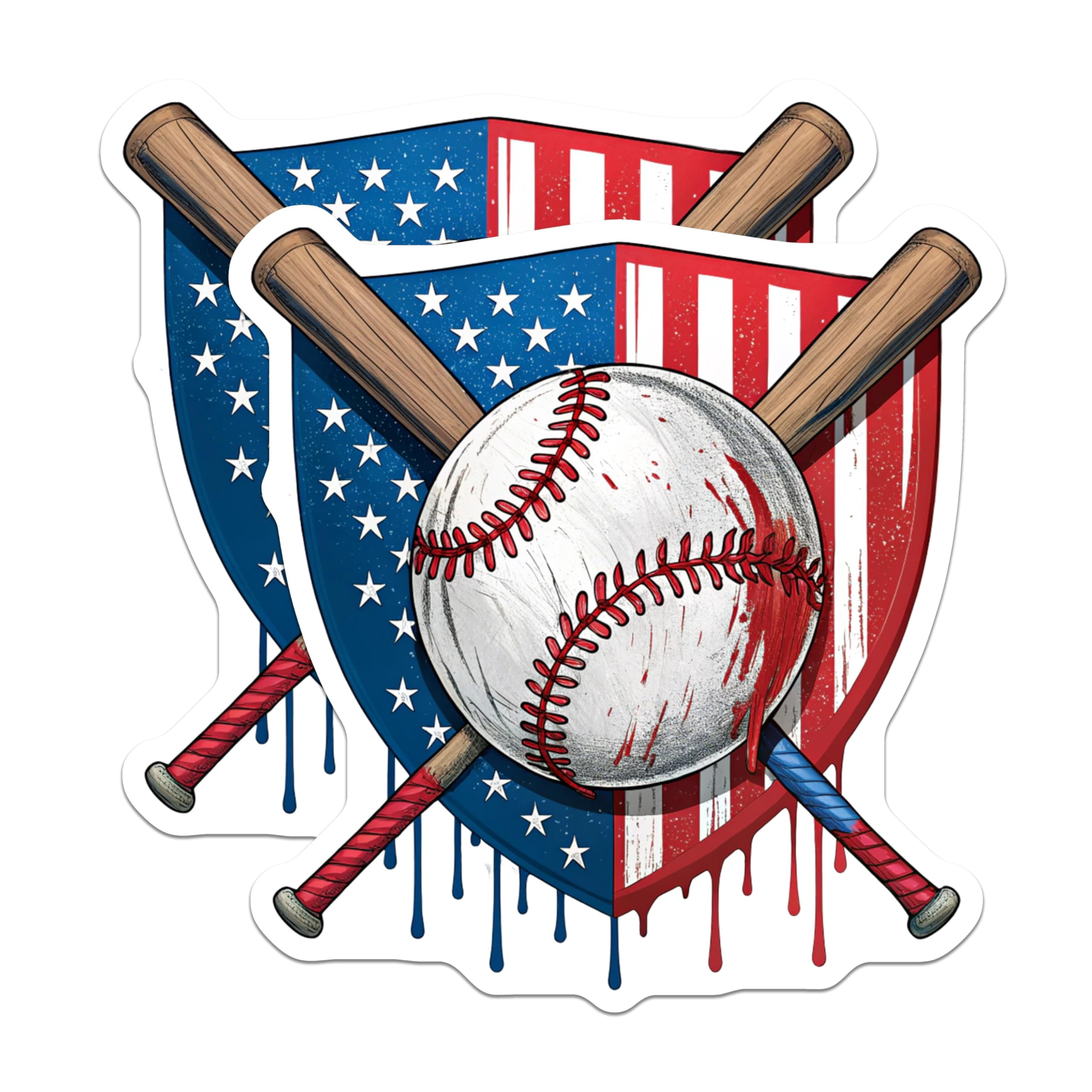 (2 Pack) American Flag Baseball Stickers - Patriotic Sports Decals ...