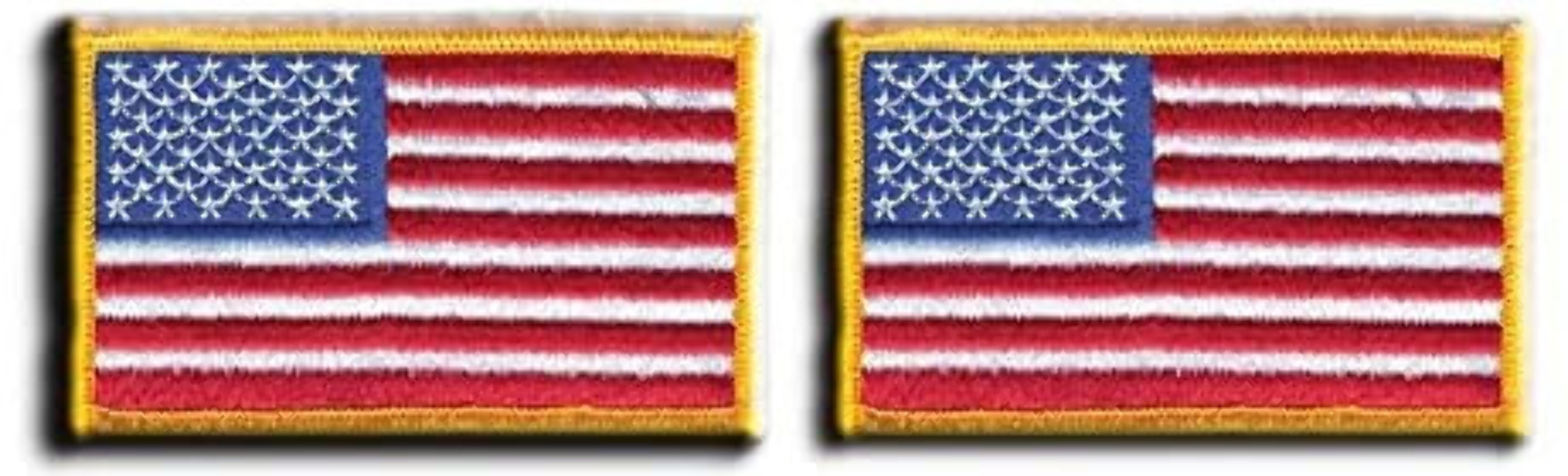 Hero’s Pride U.S. Flag Patch – Medium Gold Border, Sew-On Embroidered Emblem, 3 3/8" x 2" (Pack ...