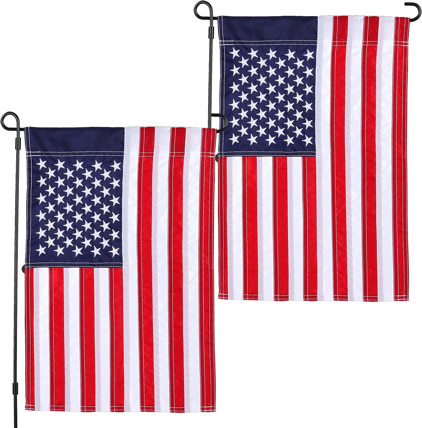 2 Pack American Flag Garden Flags Embroidered - 12''x18'', Deluxe ...