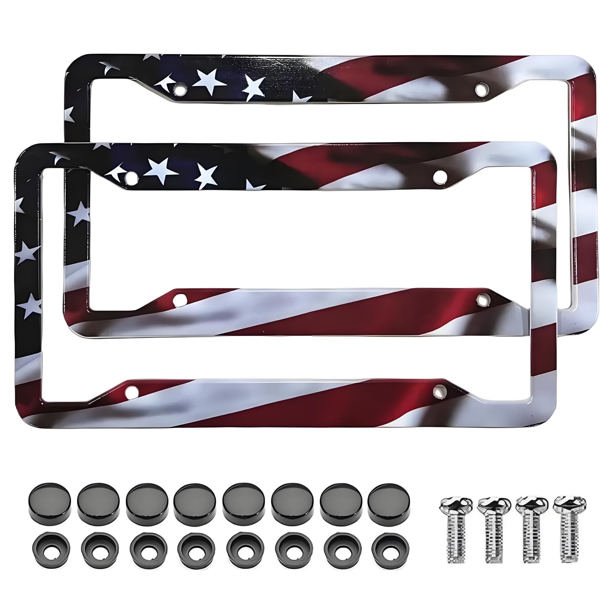 2 Pack American Flag License Frames Cover, Universal Aluminum Matte ...