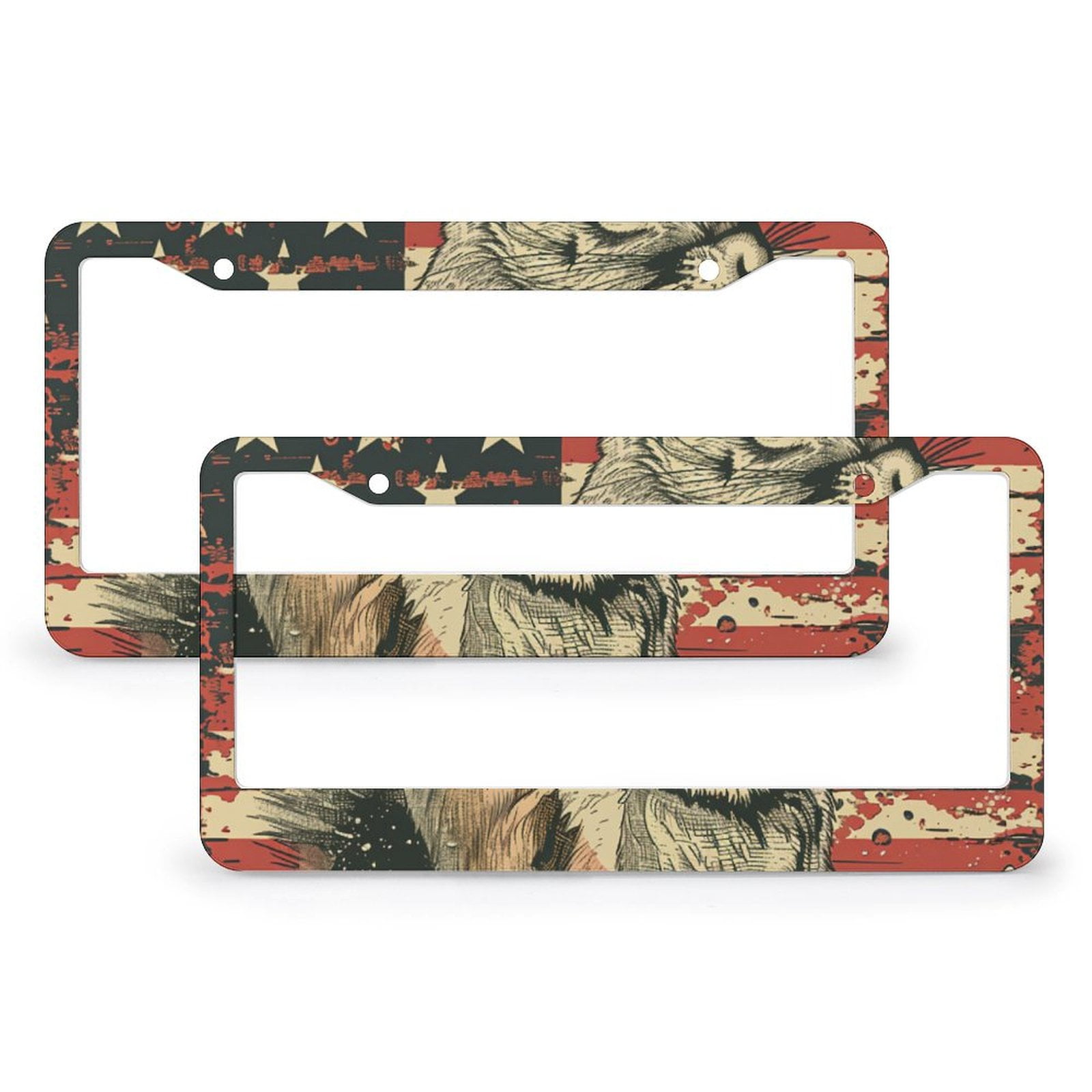 2 Pack American Flag with Squirrel License Plate Frame Patriotic ...