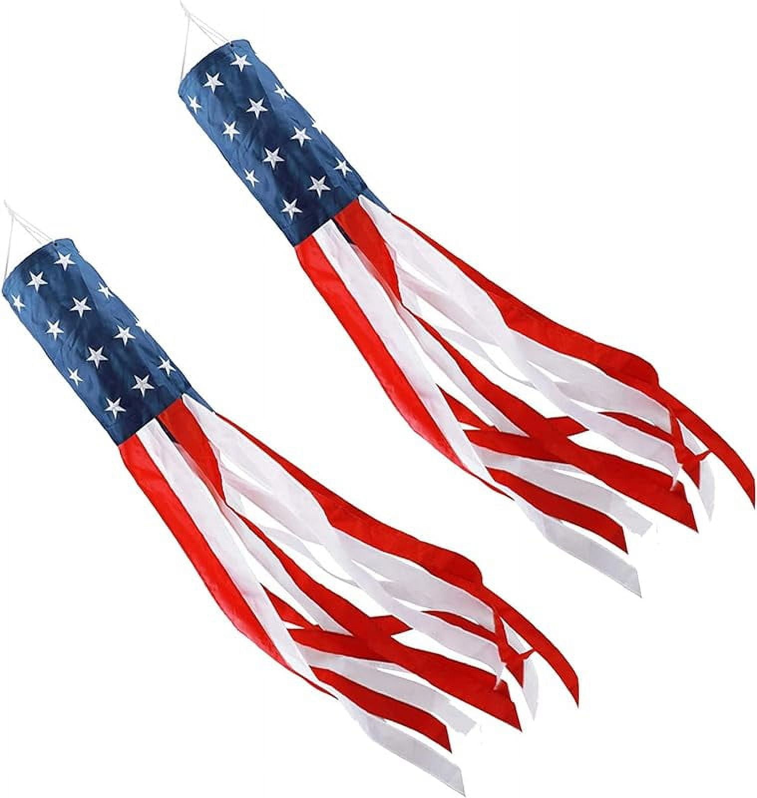 2 Pack American Flag Windsock Stars & Stripes USA Patriotic Decorations ...