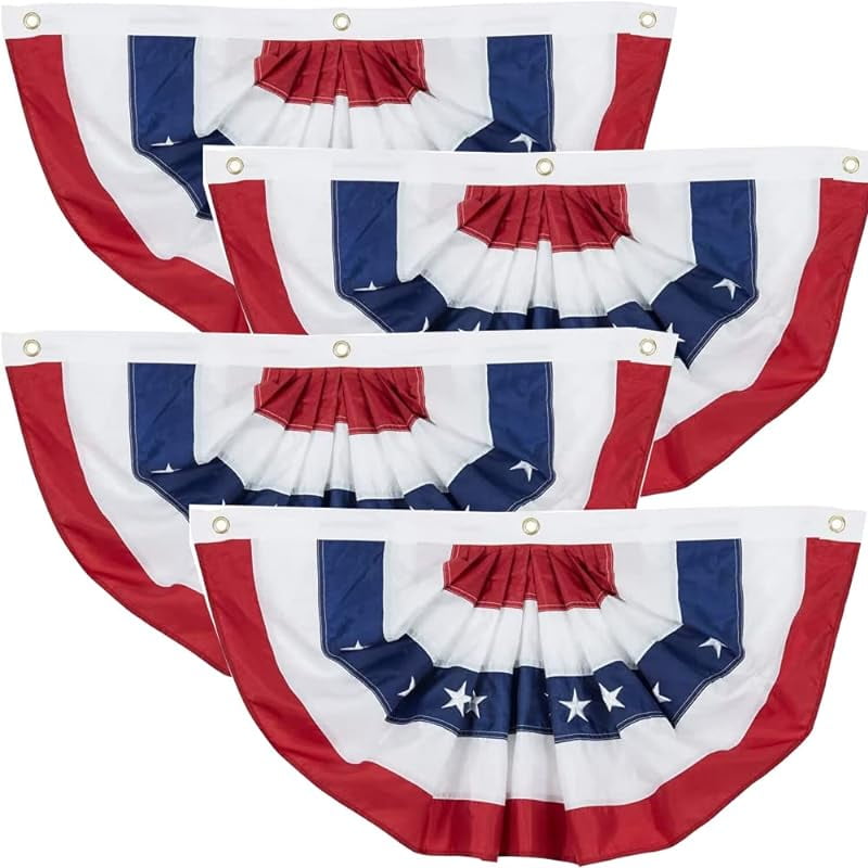 2 Pack American Pleated Fan Flag USA Pleated Fan Flag 3x6 Ft American ...