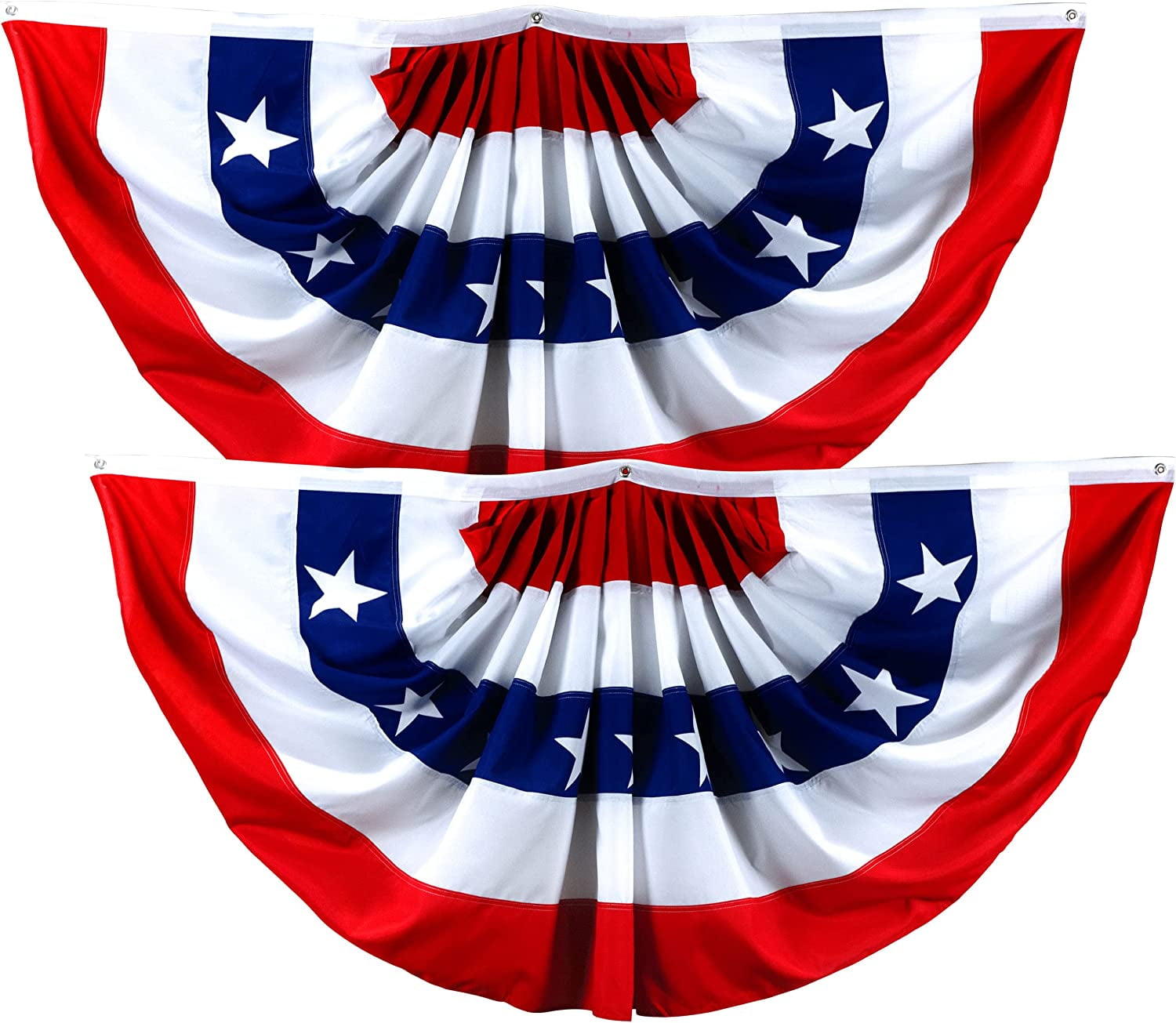 2 Pack: American USA Pleated Fan Flag, 1.5x3 Feet DELUXE Bunting 4th of ...