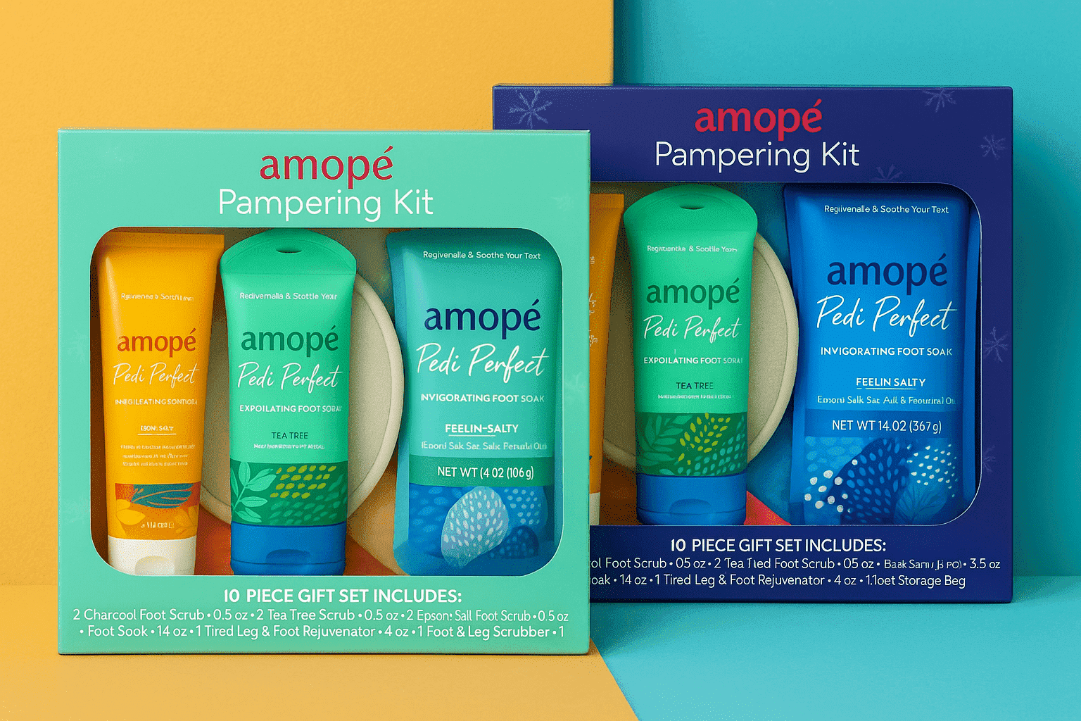(2-Pack) Amopé Pampering Kit – Foot Scrubs, Foot Soak, Leg & Foot ...