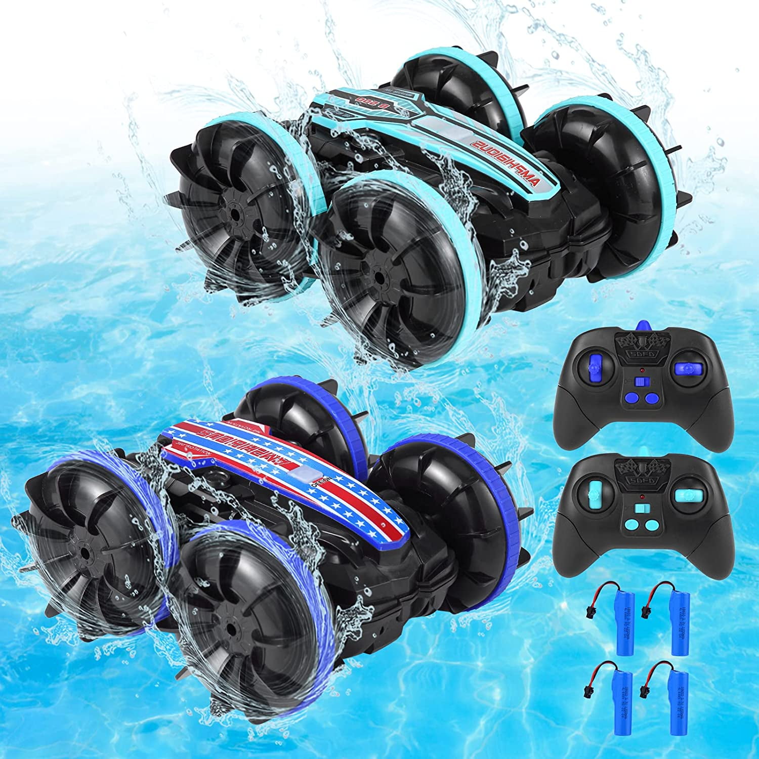 2 Pack Amphibious Remote Control Car Toys for 5-12 Year Old Boys Kids, Remote Control Boat ...