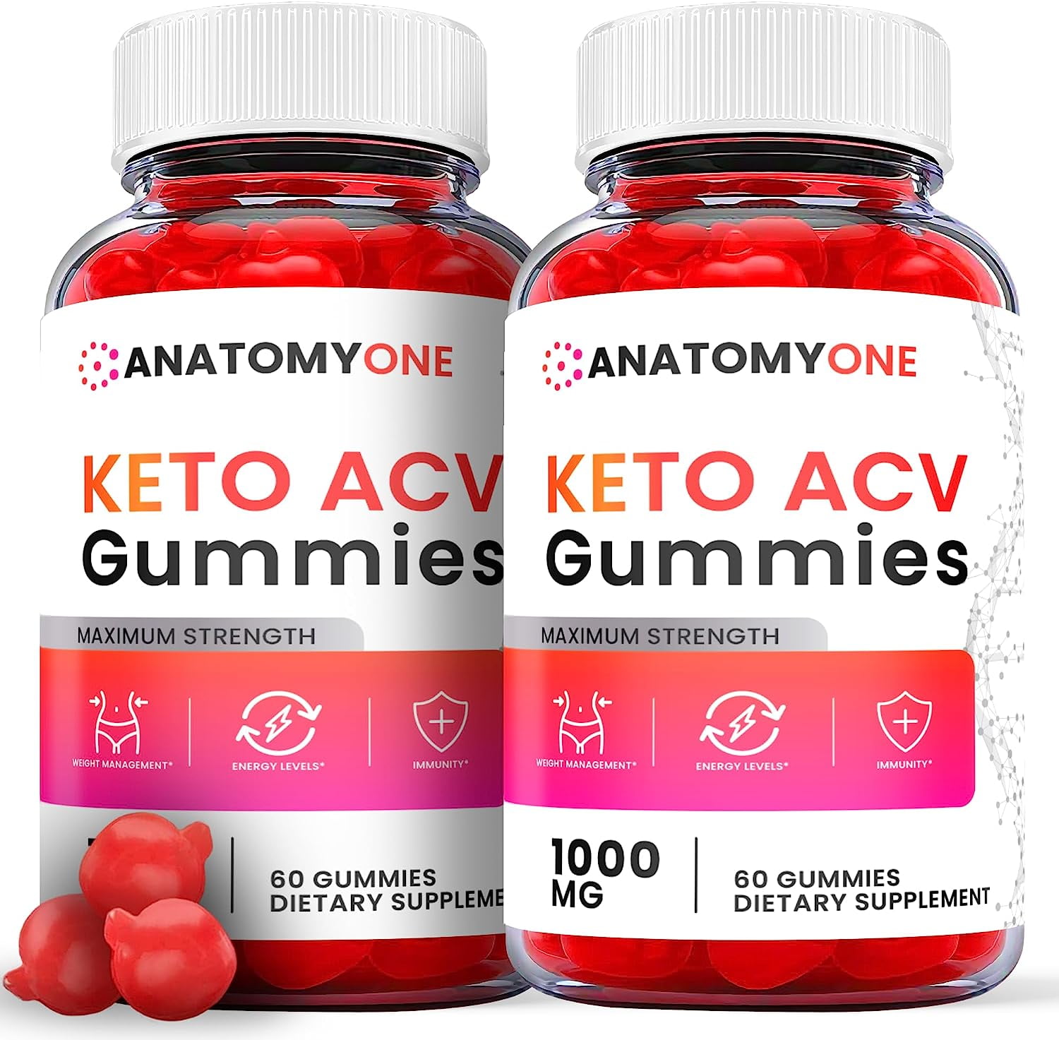 (2 Pack) Anatomy One Keto ACV Gummies - Supplement for Weight Loss - Energy & Focus Boosting ...