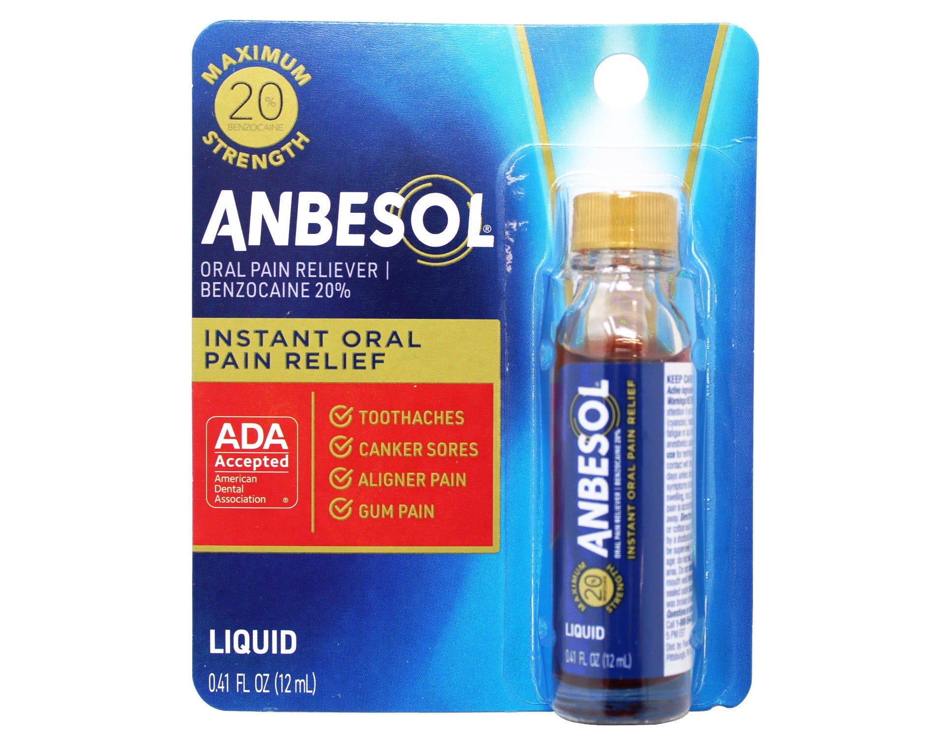 Anbesol Liquid Maximum Strength 2 Pack - Benzocaine 20% for Instant ...