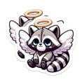 (2 Pack) Angel Raccoon Stickers - Cute Animal Decal - Kawaii Woodland ...