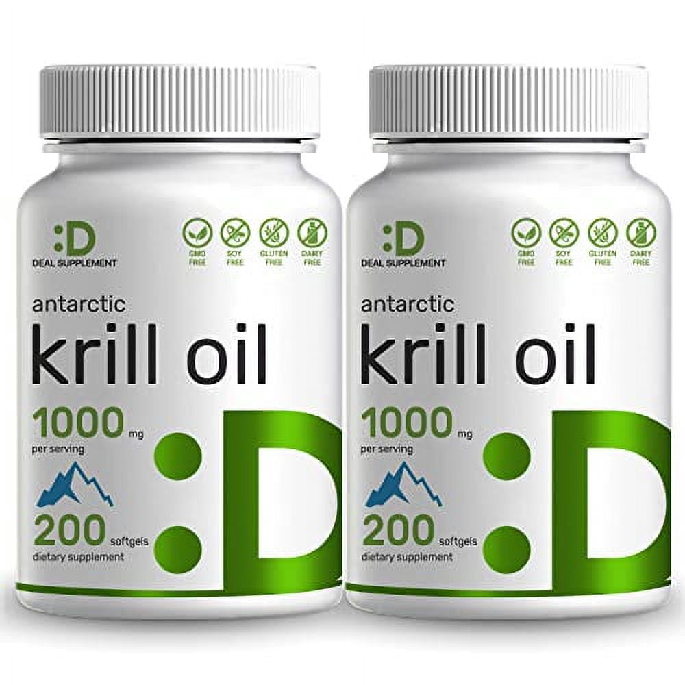 2 Pack of Antarctic Krill Oil Supplement 1000mg, 200 Softgels, High Potency | Mercury Free ...