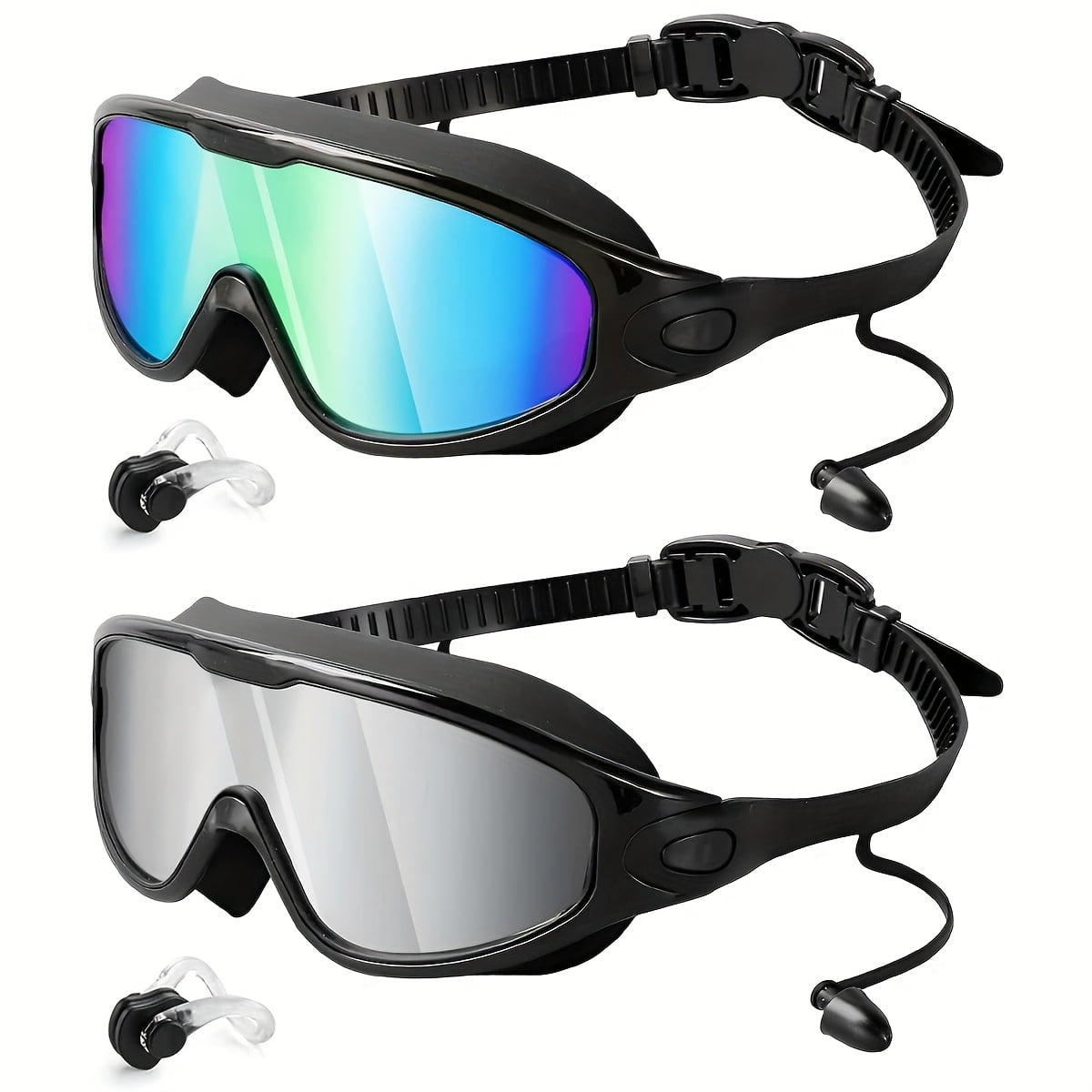 2 Pack Anti-Fog Swim Goggles for Adults with UV Protection & Leakproof ...