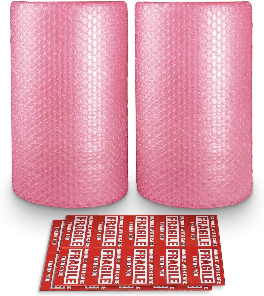 2-Pack Anti-Static Bubble Cushioning Wrap Rolls, 3/16" x 12" x 72' ft ...