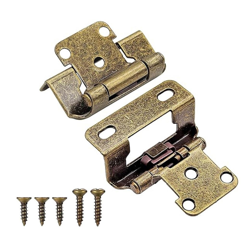 2 Pack Antique Steel Closing Cabinet Hinges 1/2Inch Overlays Half Hide ...