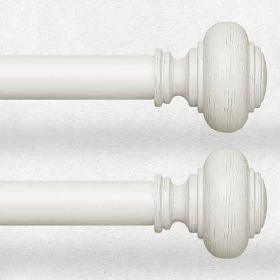 2 Pack Antique White Curtain Rods for Windows 30 to 56 Inch, Decorative ...