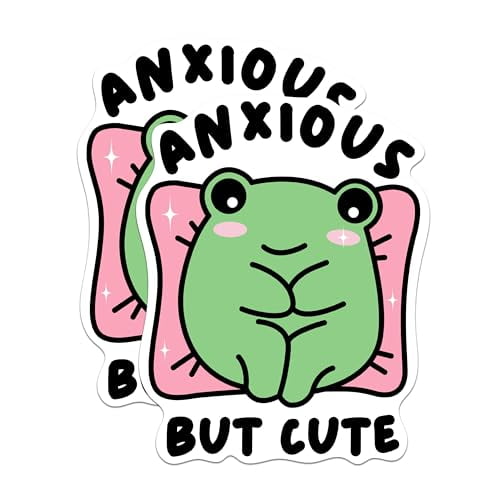(2 Pack) Anxious But Cute Funny Cute Stickers - Cute Frog - Funny Gen Z ...