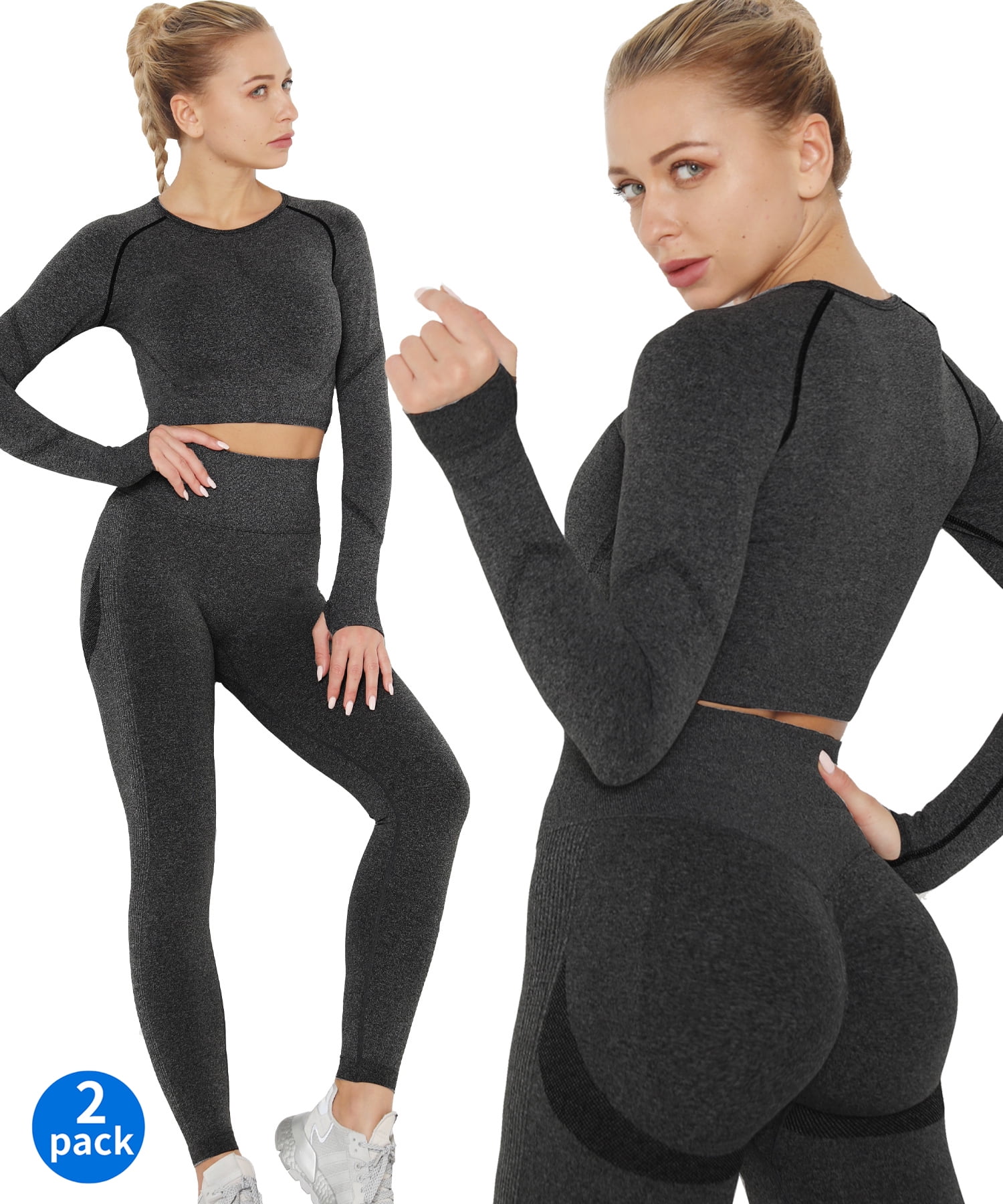 2 Pack Anyfit Wear Womens High Waist Yoga Pants Tummy Control Slimming