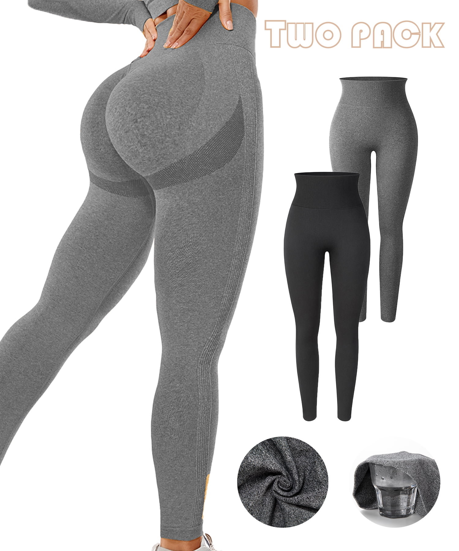 2 Pack Anyfit Wear Womens High Waist Yoga Pants Tummy Control Slimming