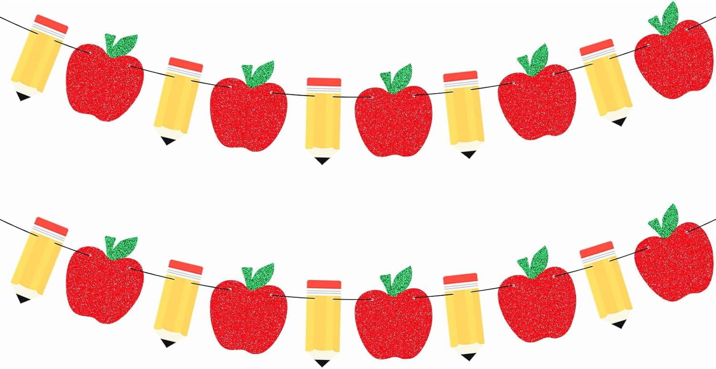 2 Pack Apple Pencil Garland Banner for Back to School Decorations, Pre ...