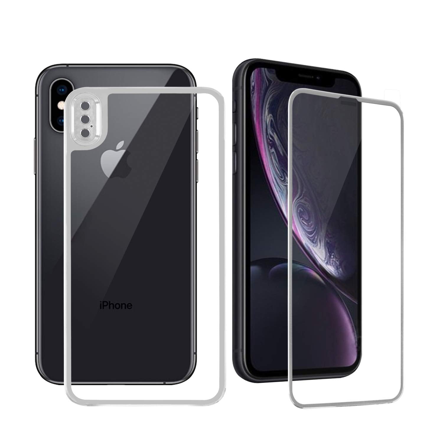 [2-Pack] Apple iPhone XS Max Front and Back Glass Screen Protectors, HD ...