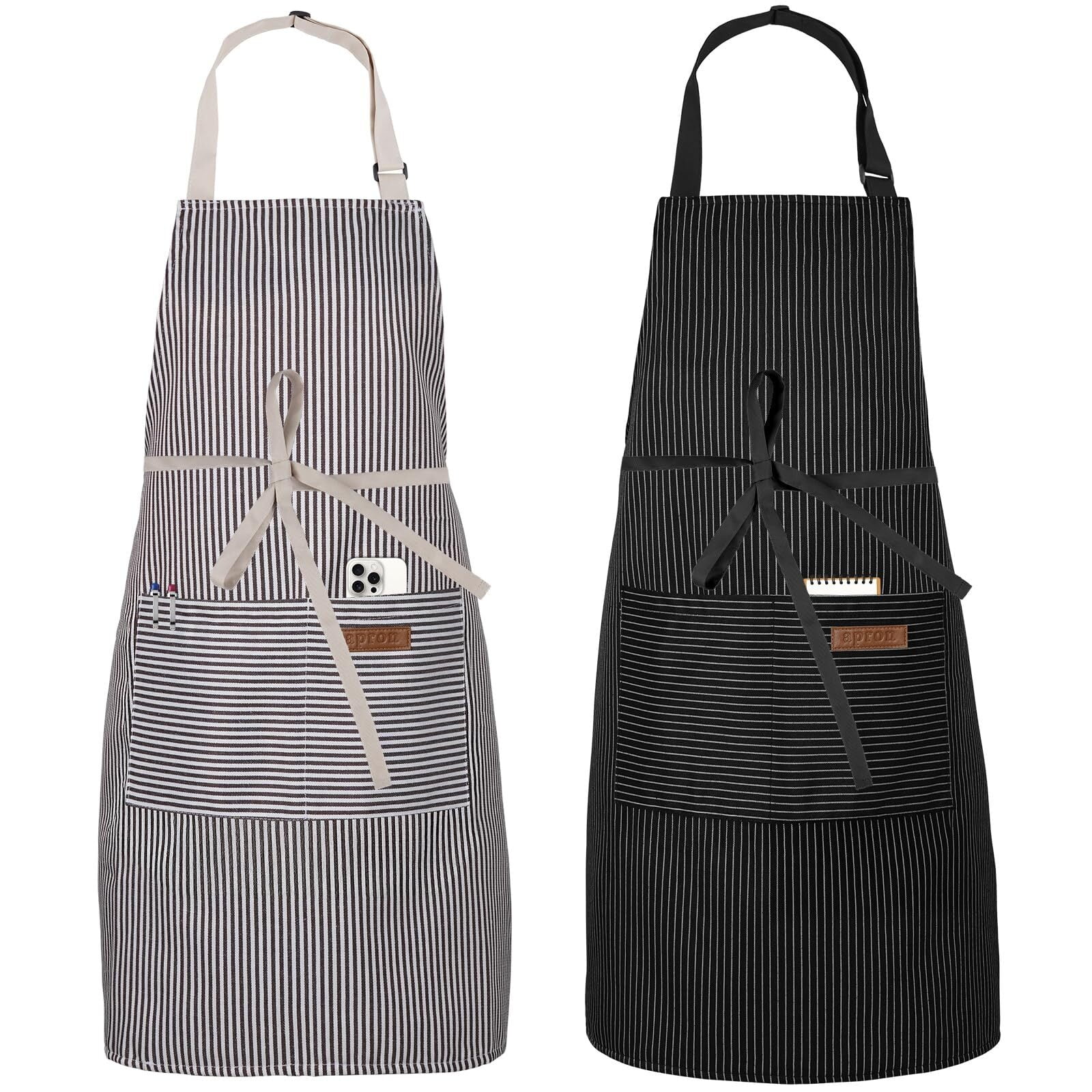 2 Pack Apron, Cooking Kitchen Aprons, Adjustable Bib Apron With 2 ...