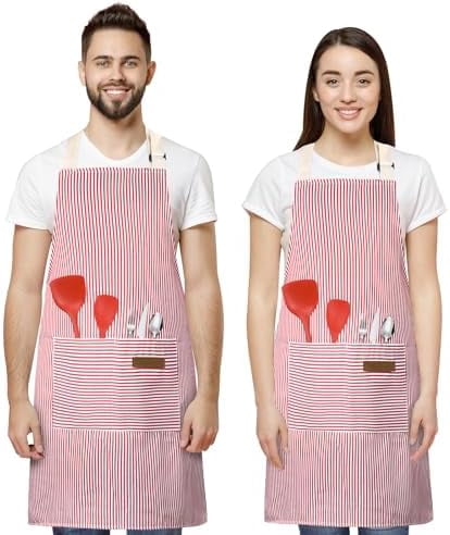 2 Pack Apron - Unisex, Adjustable Bib Kitchen Apron, Cooking Apron ...