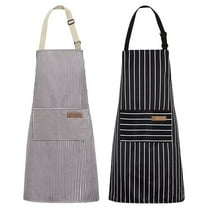 NLUS 2 Pack Striped Chef Polyester Kitchen Aprons for Women Men with 2 ...