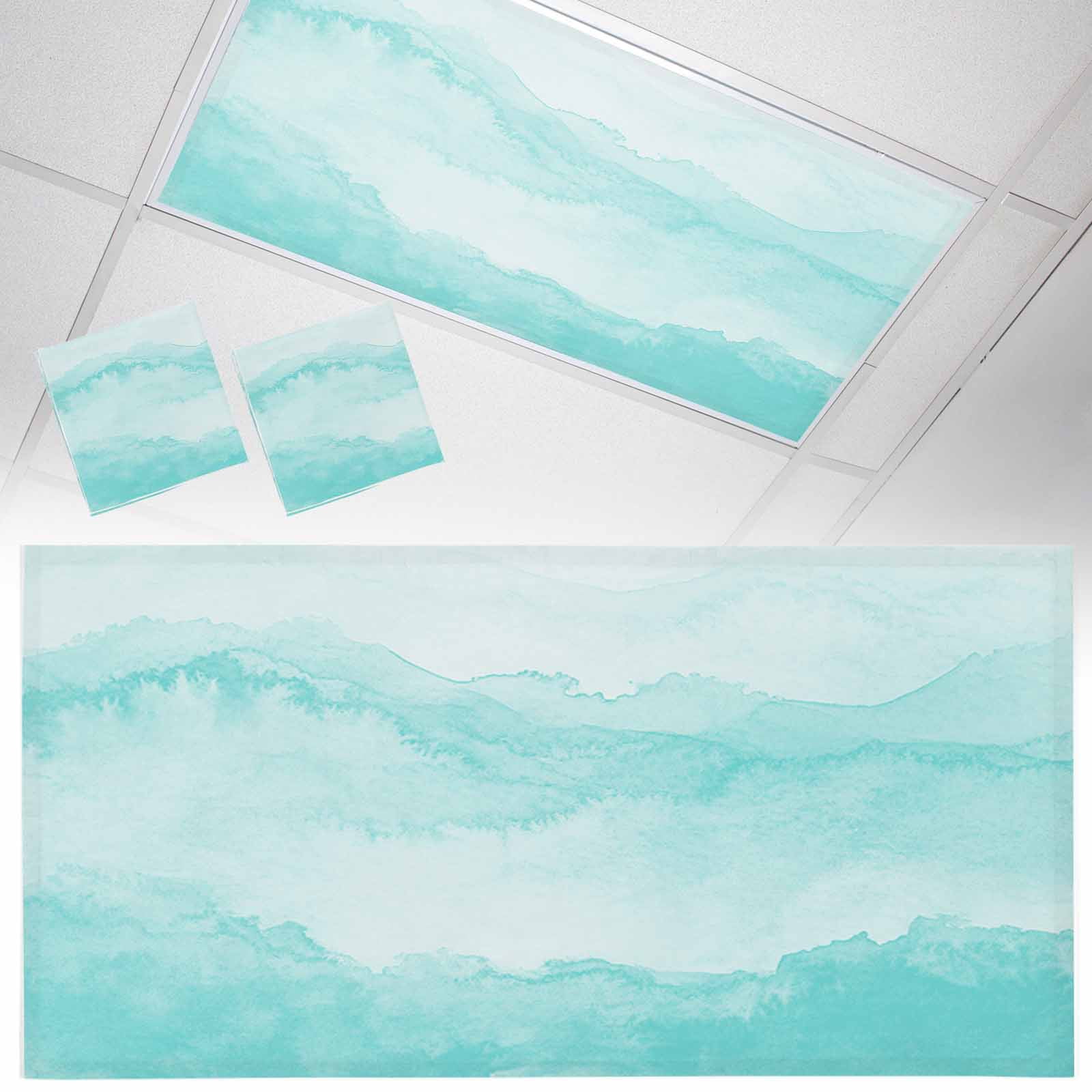 2 Pack Aqua Mountain Gradient Fluorescent Light Covers for Ceiling ...
