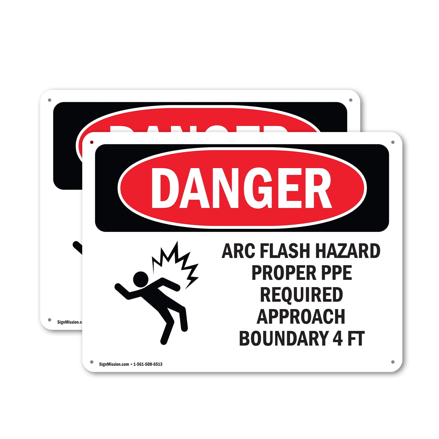 (2 Pack) Arc Flash Hazard Proper PPE OSHA Danger Sign 18 Inch X 12 Inch ...