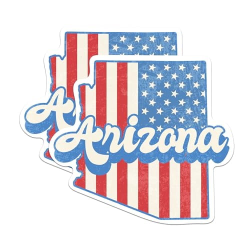 (2 Pack) Arizona State Outline Stickers - AZ State Outline with USA ...