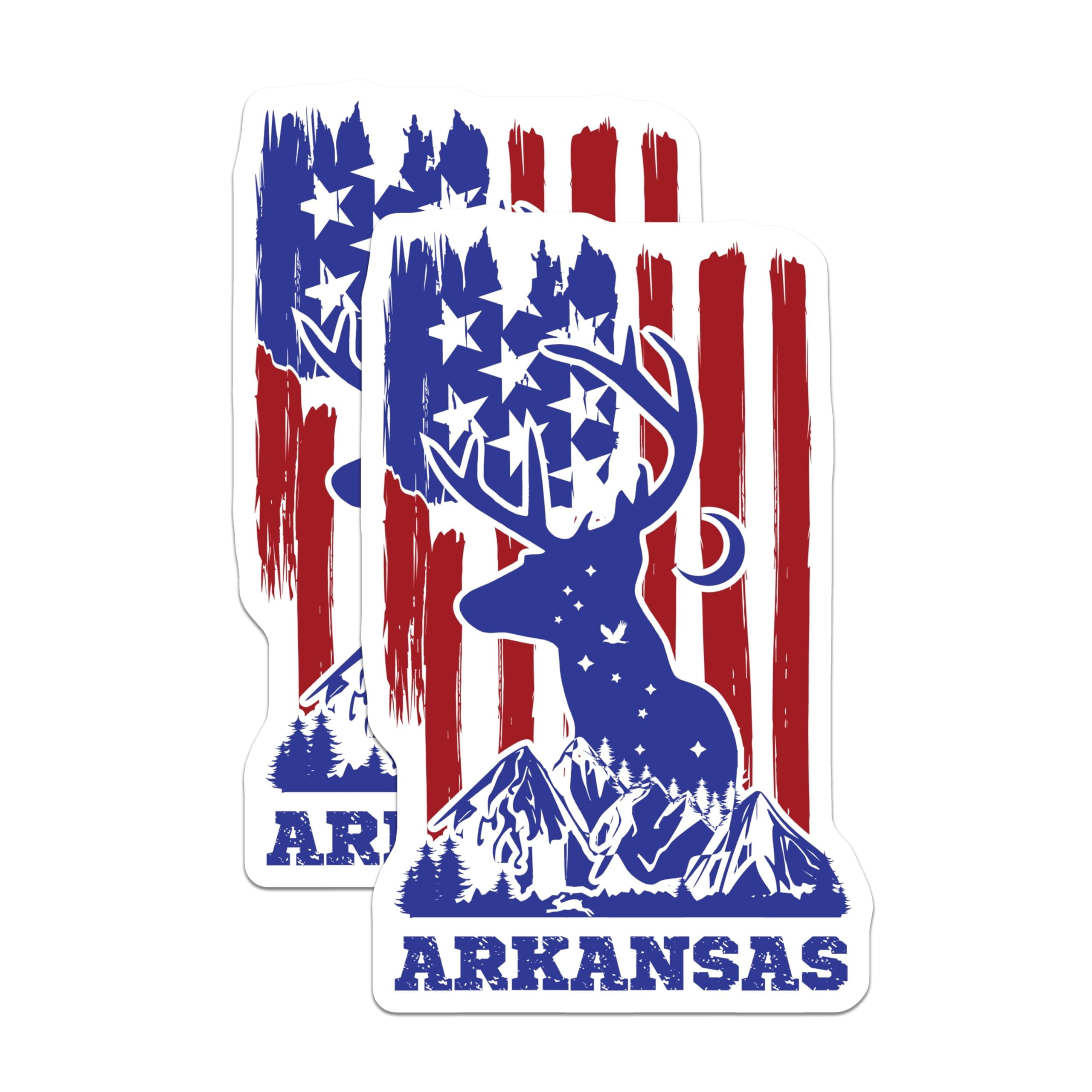 (2 Pack) Arkansas Deer Stickers - American Flag Patriotic - State Pride ...