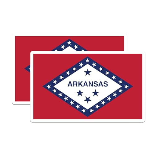 (2 Pack) Arkansas State Flag Stickers - AR State Flag Sticker - Choose ...