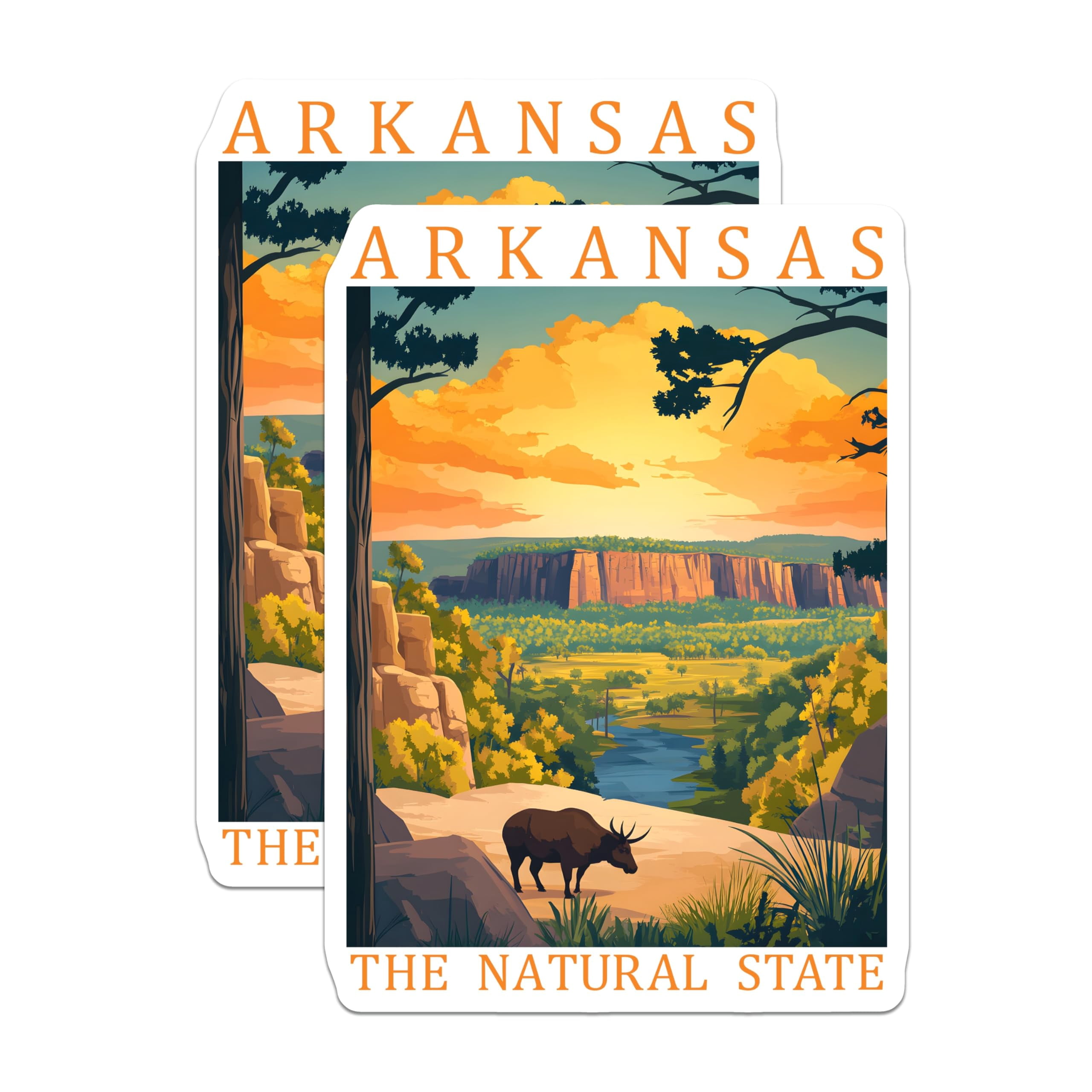 (2 Pack) Arkansas Stickers - Buffalo River - Natural State Decals - 5 ...