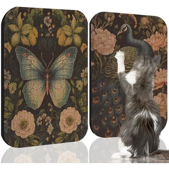 2 Pack Art Cat Scratcher, Wall-Mountable Cat Scratch Pad, Cat Wall ...