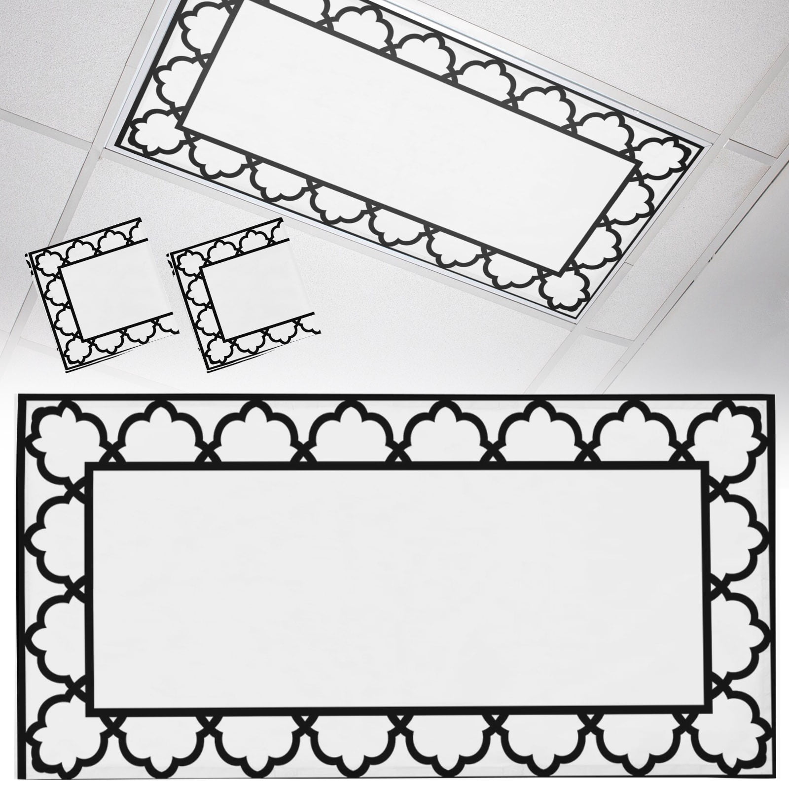 2 Pack Art Frame Fluorescent Light Covers for Ceiling Lights Geometric ...