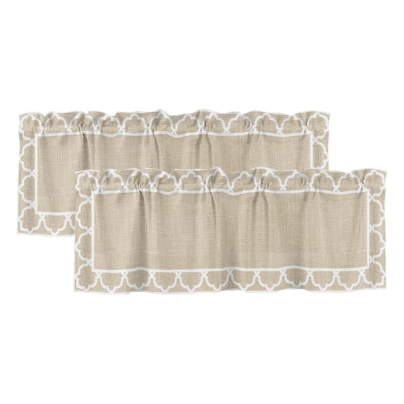 2 Pack Art Frame Valance for Window Geometric White Morocco Printed ...
