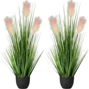 Faux Pampas Grass Artificial Floral Stalk | Velvety Silk Plume Metal ...