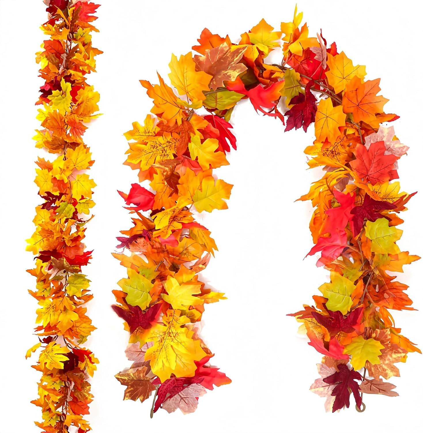 2 Pack Artificial Autumn Leaves Garland for Home Decoration,Maple Leaf ...