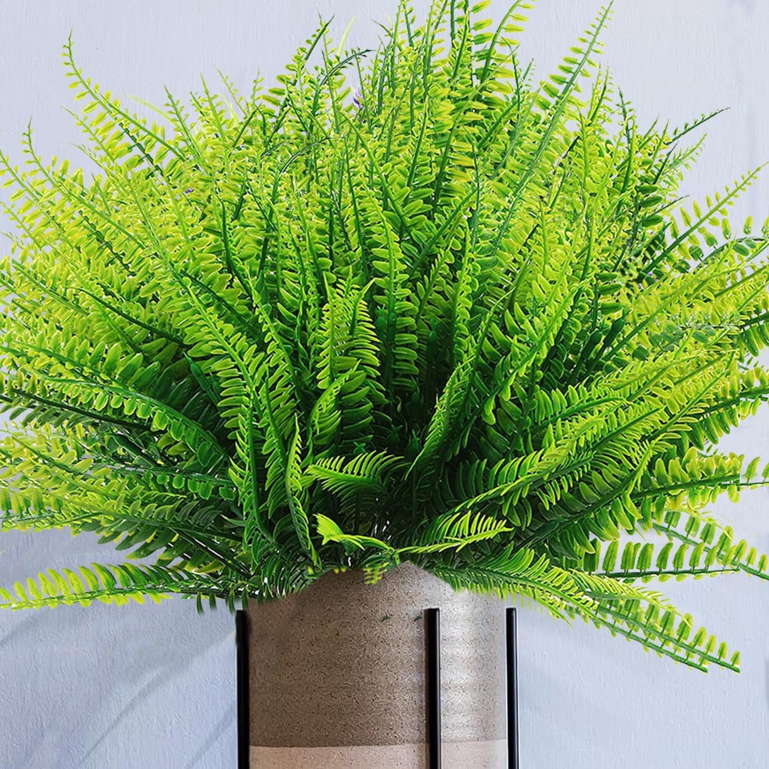 2 Pack Artificial Boston Ferns Fake Plants,UV Resistant Plastic Fake ...