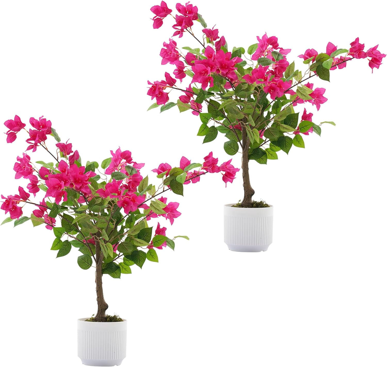 2 Pack Artificial Bougainvillea Tree 2.5FT with Vibrant Pink Flowers ...