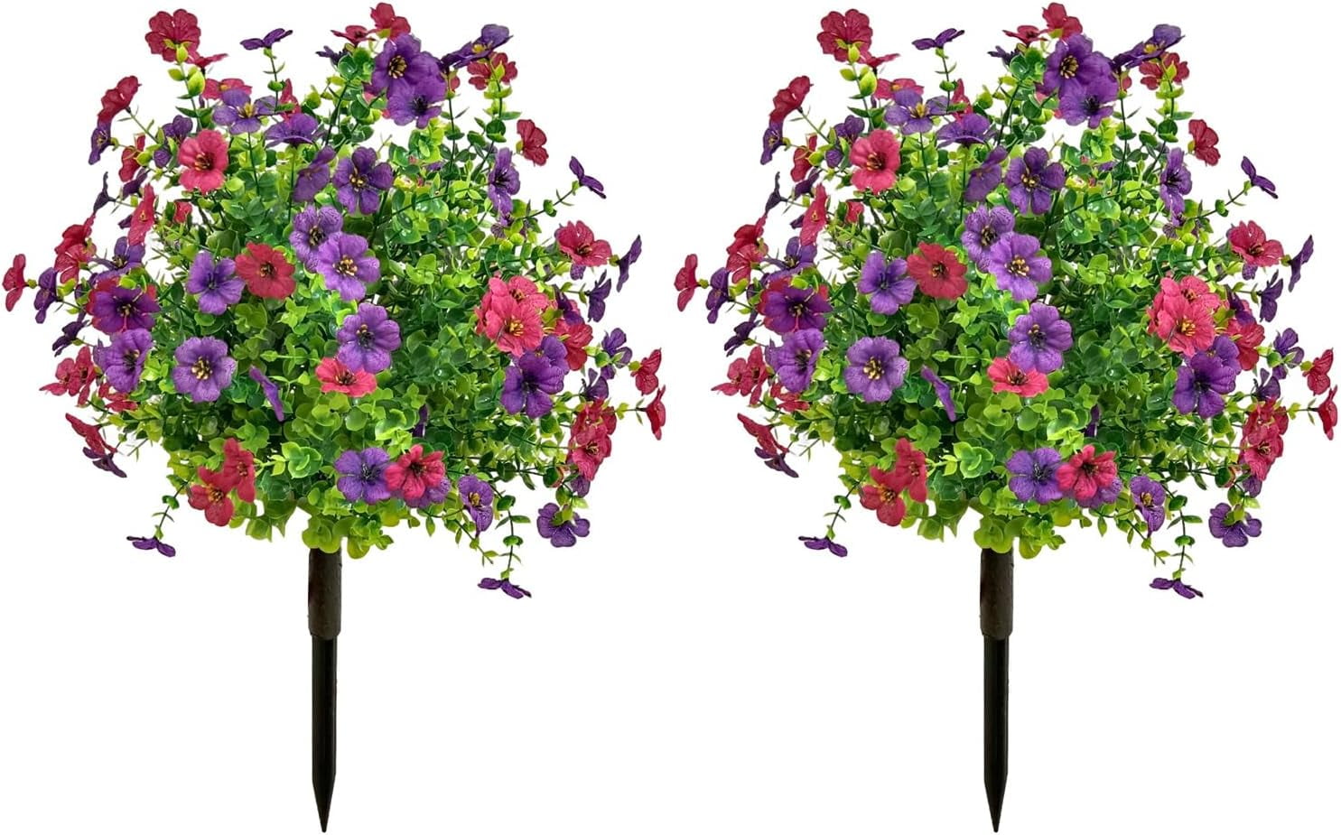 2 Pack Artificial Boxwood Topiary Ball Trees with Flowers Faux Plants ...