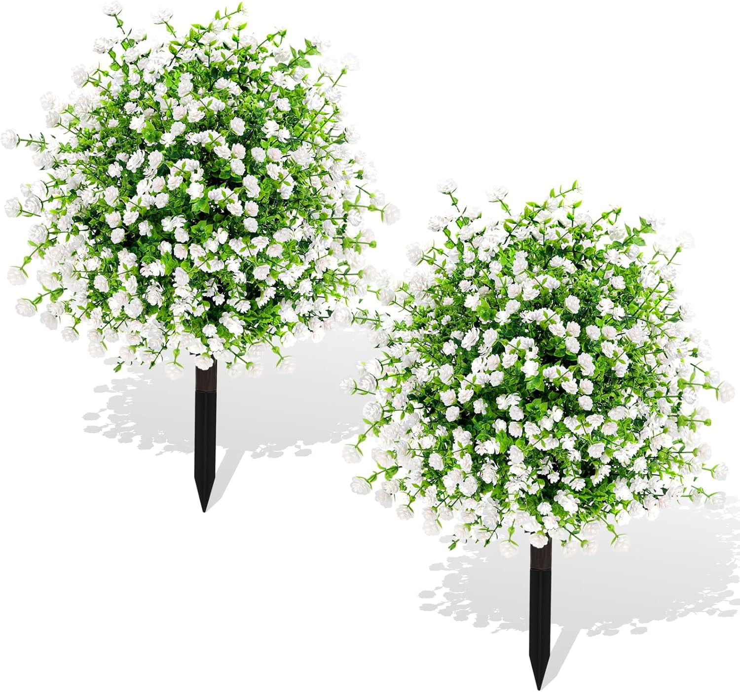 2 Pack Artificial Boxwood Topiary Ball Trees with Ground Spikes 24" UV ...