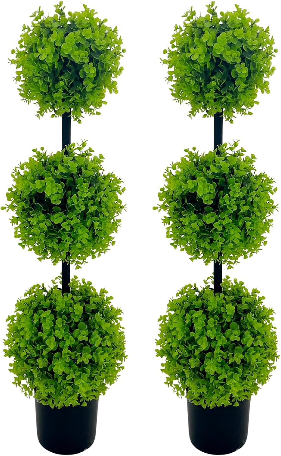 2 Pack Artificial Boxwood Topiary Tree, 3ft Topiary Ball Tree Potted ...