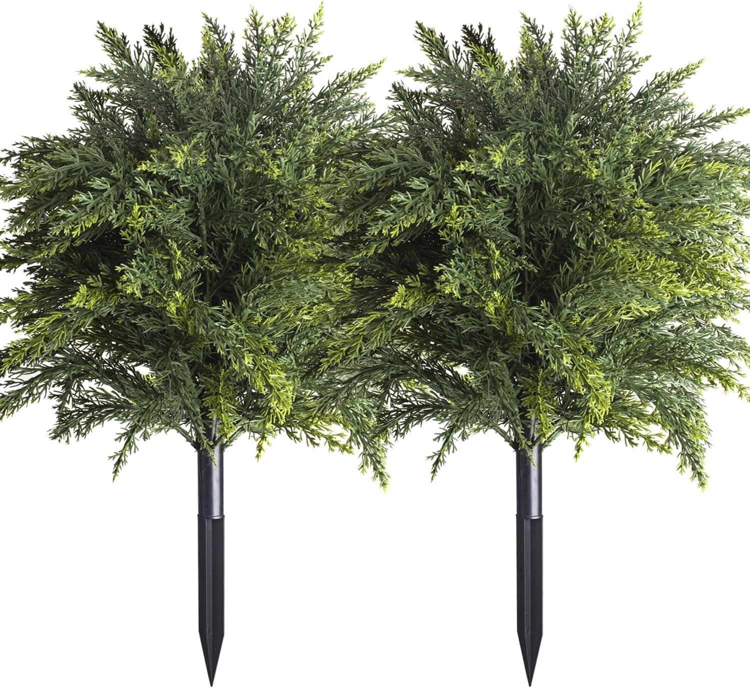 "2-Pack Artificial Cedar Topiary Ball Trees 22\" Outdoor UV Resistant ...