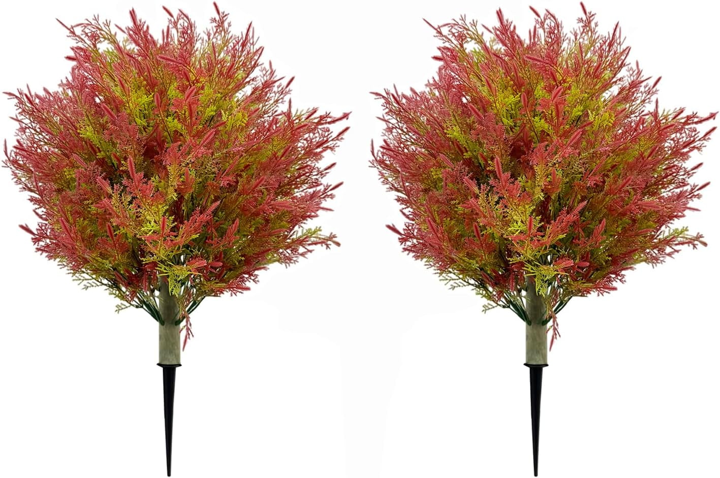 2 Pack Artificial Cedar Topiary Trees with Ground Spikes, 23.6 Inch UV ...
