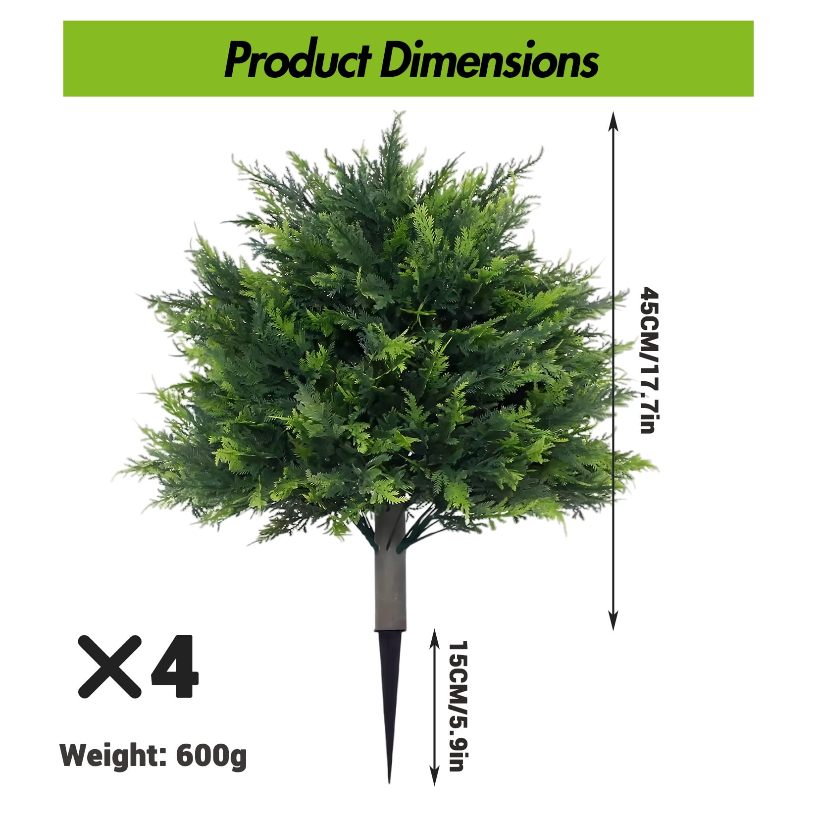 2 Pack Artificial Cedar Topiary Trees with Ground Spikes, UV Resistant ...