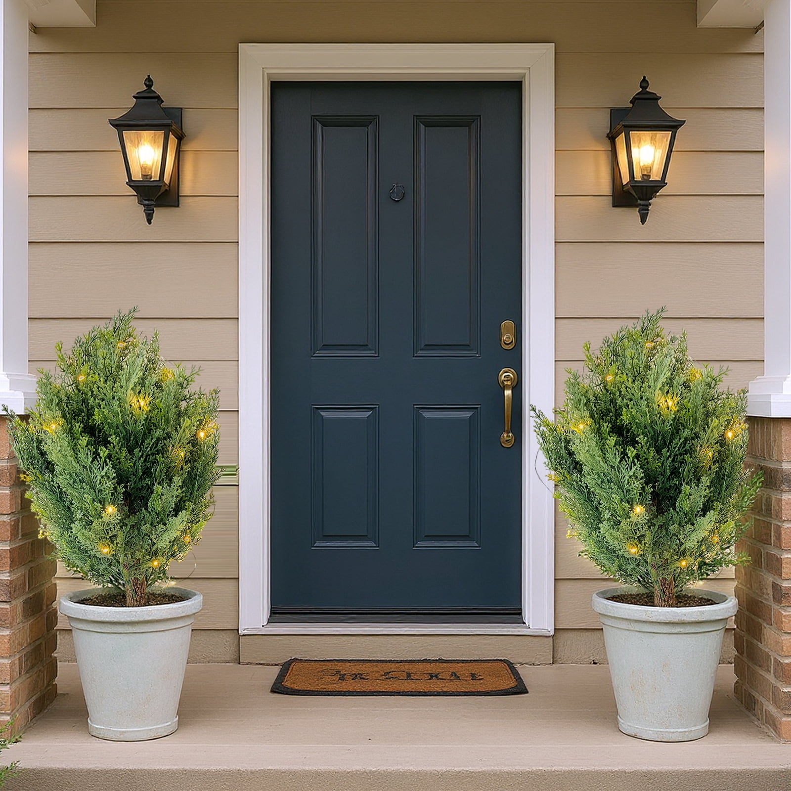 2 Pack Artificial Cypress Shrub Ball Trees With Light - 30in Inch Fake ...