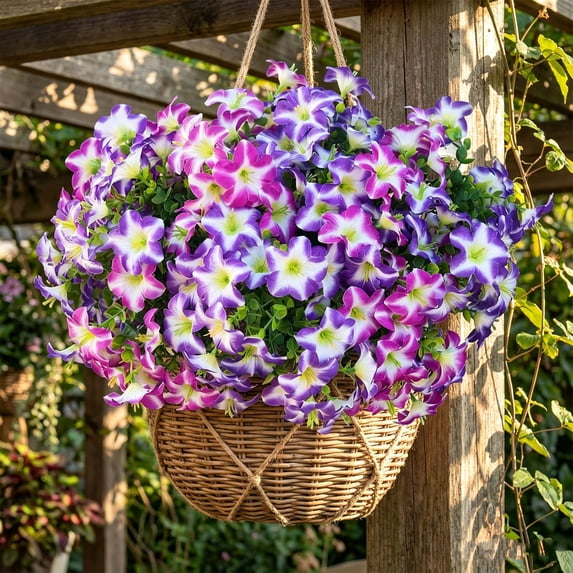 2 Pack - Artificial Hanging Faux Silk Trailing Flowers - Balcony Window ...