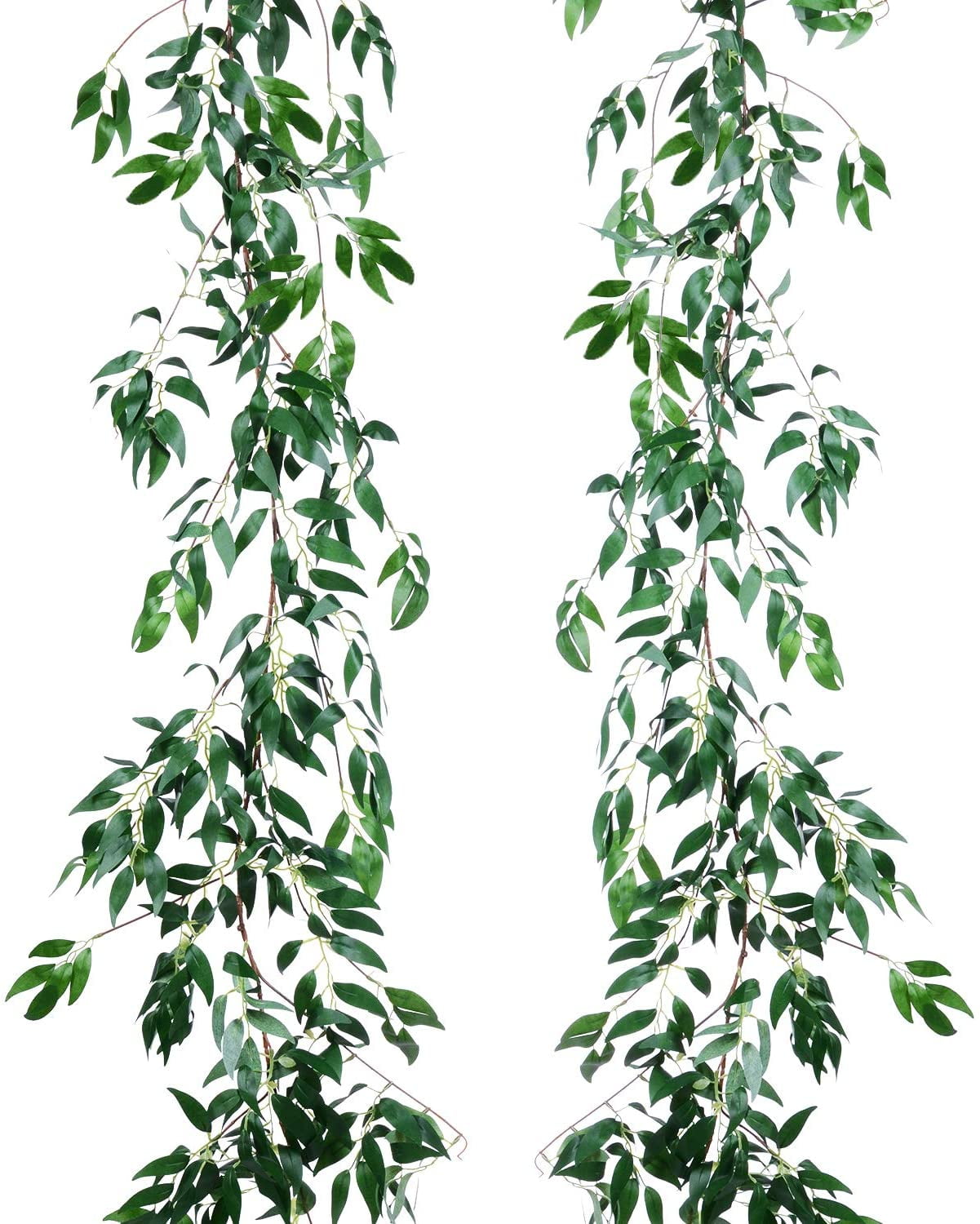 2 Pack Artificial Hanging Leaves Vines, 5.7 Ft Fake Willow Twigs Silk ...
