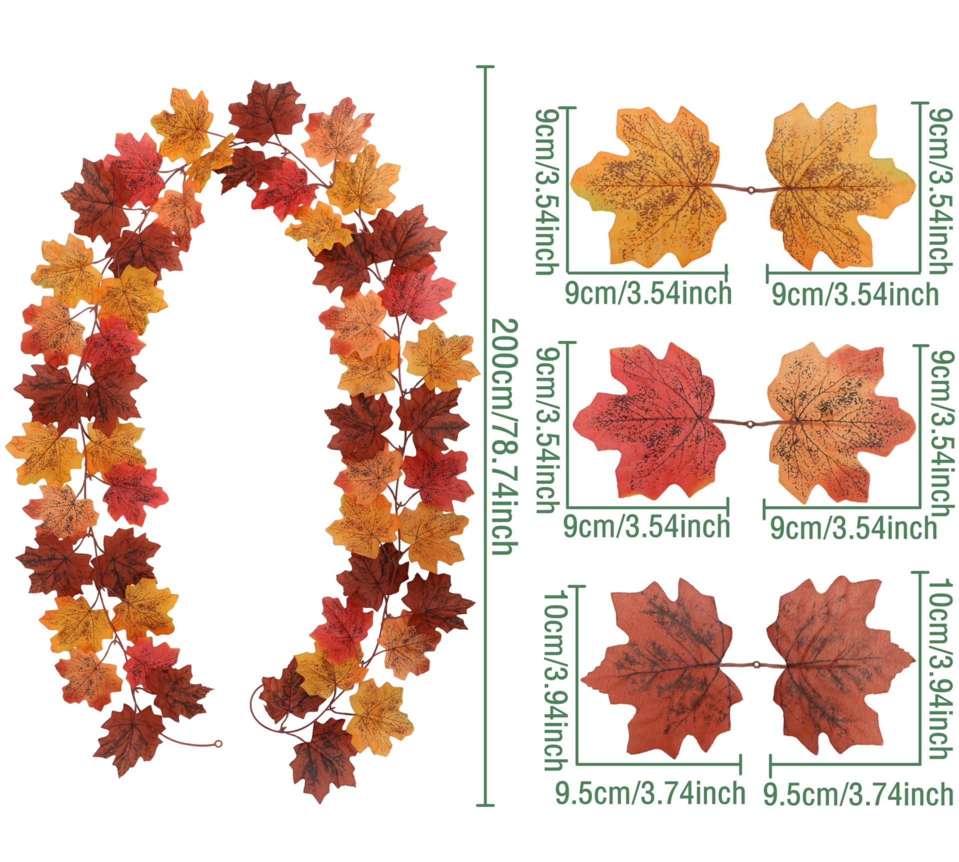 2 Pack Artificial Maple Leaf Garland, Fall Decorations for Home ...