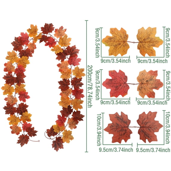 2 Pack Artificial Maple Leaf Garland, Fall Decorations for Home ...